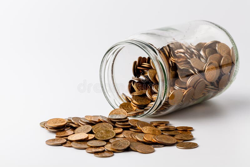 Coins spilling out jar stock image. Image of money, fruality - 68333601