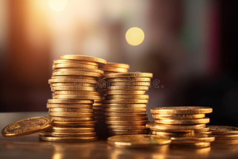 Gold Coins Stack Blurred. Generate Ai Stock Illustration - Illustration ... Gold Coins Stack Blurred. Generate Ai Stock Illustration - Illustration ...