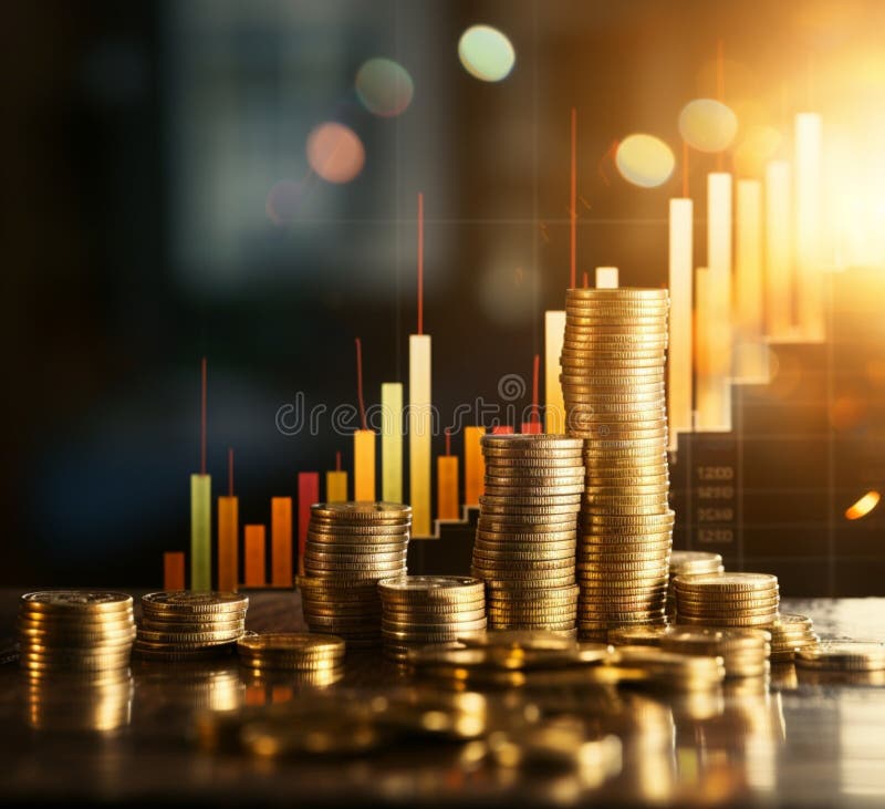 Gold Coins Stack beside Trading Graph, a Symbol of Financial Investment ...