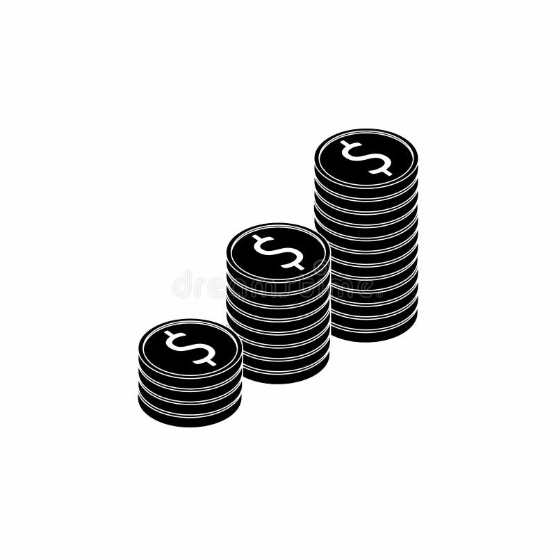 Gold Coins Stack White Outline Icon Vector Isometric Stock Vector ...