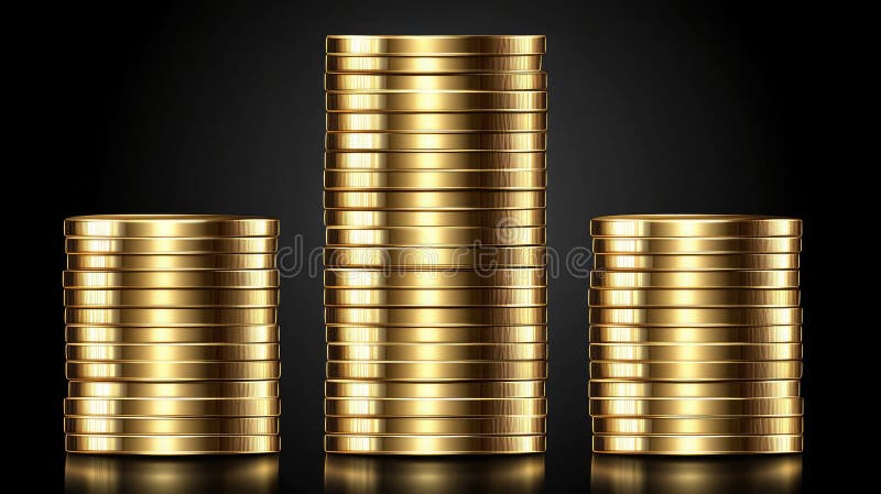 Gold Coins Stacked in Various Heights Reflecting Wealth and Prosperity ...