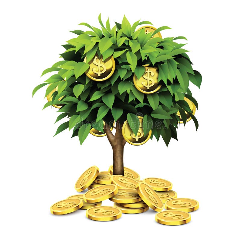 Gold Coins Tree. Vector Illustration Decorative Design Stock Vector ...