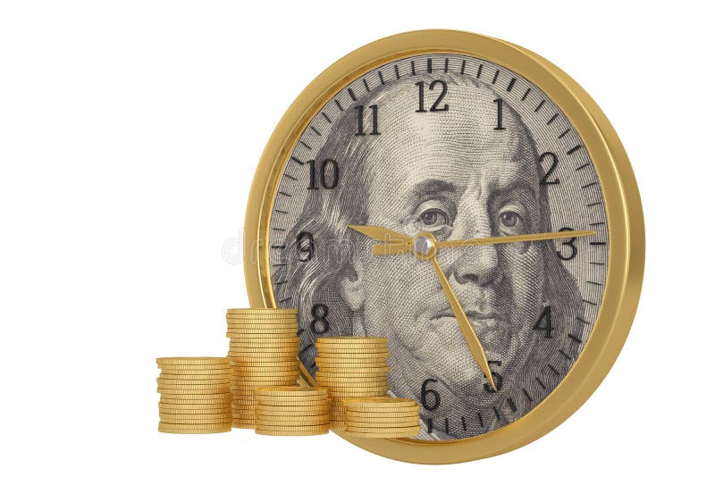 US Dollar Clock Isolated on White Background. 3D Illustration Stock ...