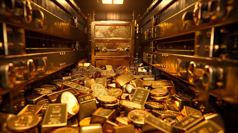 Gold coins in a vault stock image. Image of safe, gold - 322258301