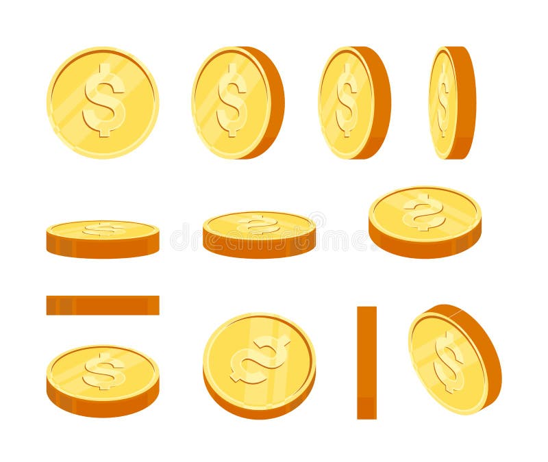 Gold Coins Vector Illustration. Gold Coins in Different Shapes Stock ...