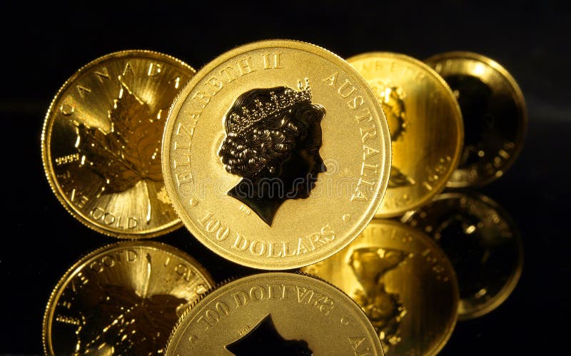 Gold Coins Isolated on Black Background Editorial Stock Image - Image ...
