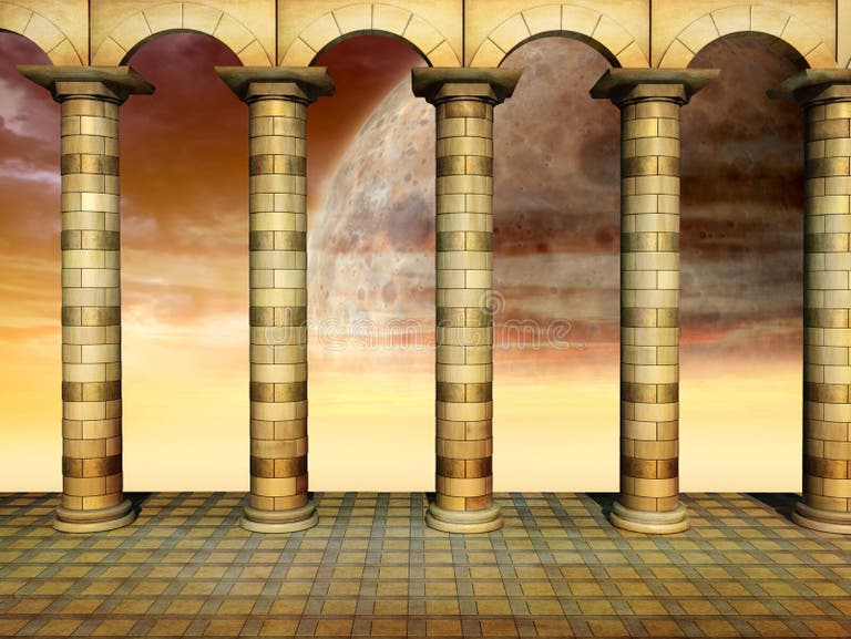 Gold Collonade stock illustration. Illustration of colonnade - 18351401