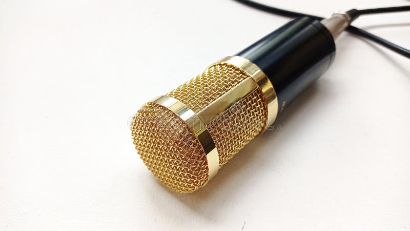 Gold Color Condenser Microphone for Recording Stock Image - Image of ...
