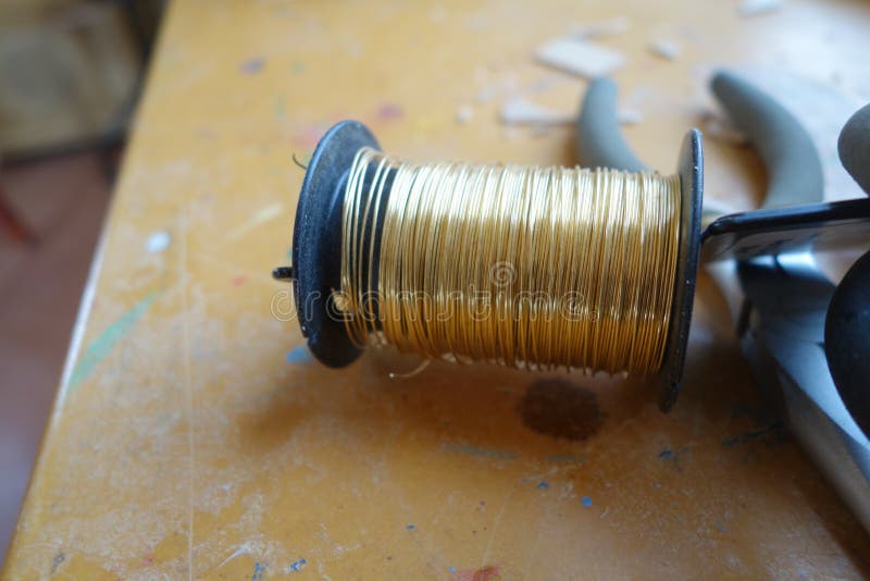 Gold color craft wire. stock photo. Image of unique, craft - 47530284