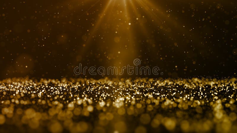 Gold Color Digital Particles Wave Flow and Light Flare. Abstract ...