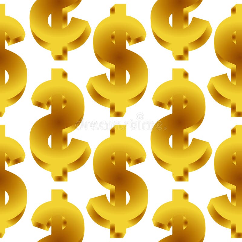 Gold Color Dollar Symbol Seamless Pattern Stock Vector - Illustration ...