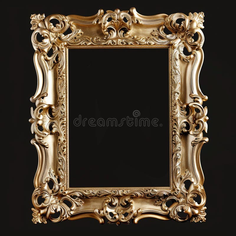 Gold Color Frame with Pillars Isolated on Solid Black Background Stock ...
