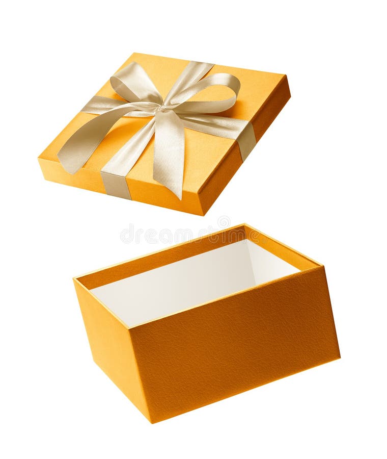 Gold Open Gift Box Isolated Stock Photo - Image of open, movement ...