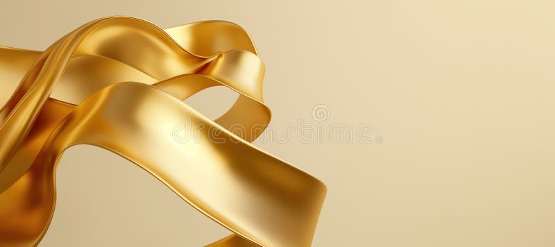 Gold Color Ribbon Wave Background, Glow Stock Illustration ...