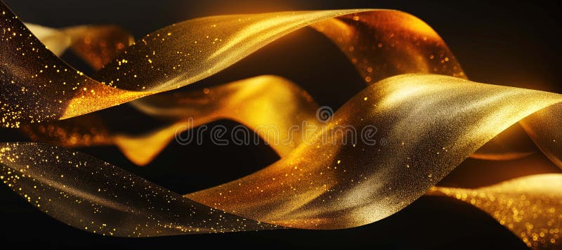 Gold Color Ribbon Wave Background, Glow Stock Illustration ...
