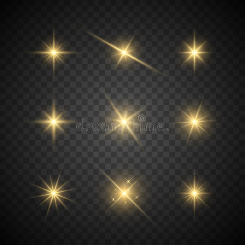 Gold Color Shining Star Collection Stock Vector - Illustration of ...