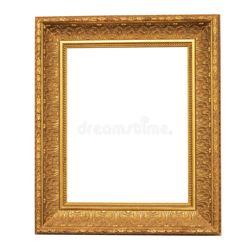 Gold Color Vintage Frame Isolated on White Stock Image - Image of blank ...