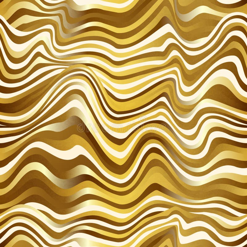 Gold Color Wave Seamless Pattern Stock Vector - Illustration of tiled ...