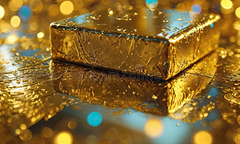 A Gold Colored Box with a Reflection of a Gold Colored Box in the ...