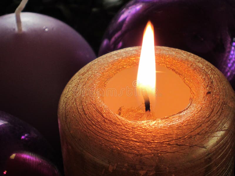 Burning candle stock image. Image of gold, night, illuminate - 144739199