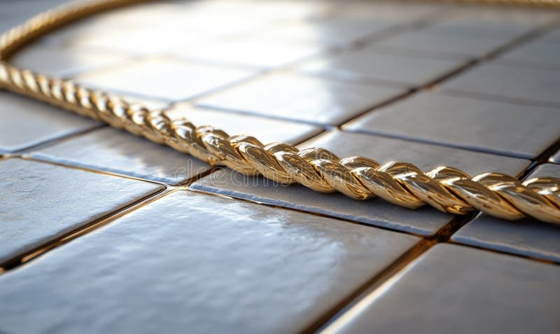 A Gold Colored Chain is Laying on a Tile Floor Stock Illustration ...