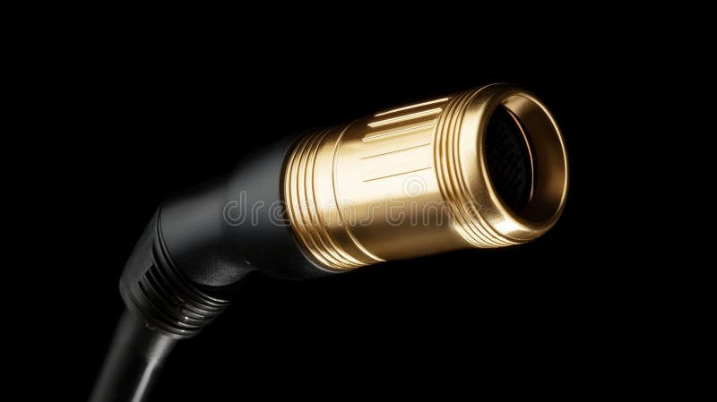 A Gold Colored Connector with a Black Connector on the Left Side. Stock ...