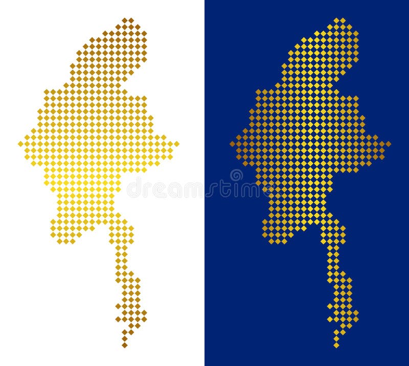 Golden Dot Myanmar Map stock vector. Illustration of collage - 119056532