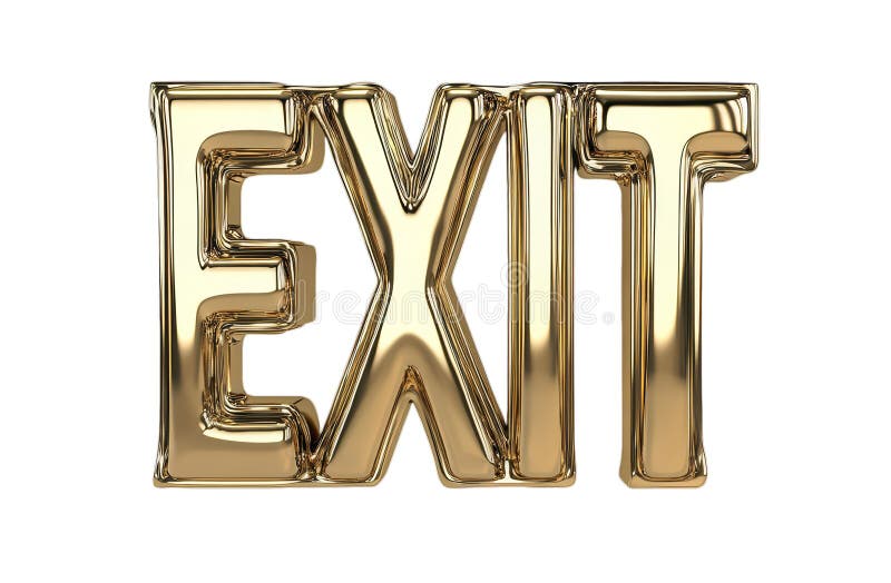 A Gold-colored "EXIT" Sign with a Bold, Three-dimensional Design is ...