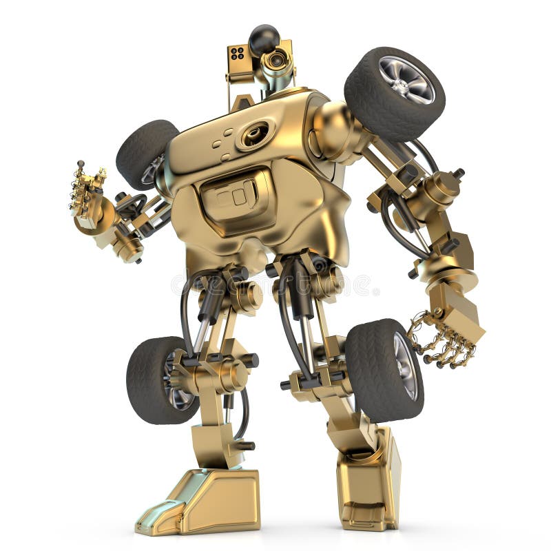 Gold-colored Humanoid Robot Stock Illustration - Illustration of walk ...
