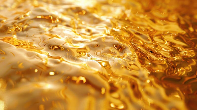 A Gold Colored Liquid with a Shiny, Reflective Surface Stock ...