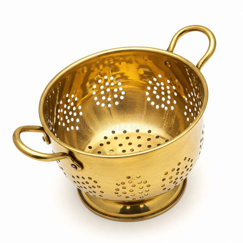 Metal Colander on a White Background. 3d Rendering. Studio. Stock ...