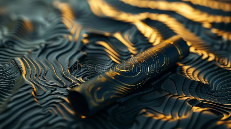 A Gold Colored Object is on a Black Surface Stock Photo - Image of ...