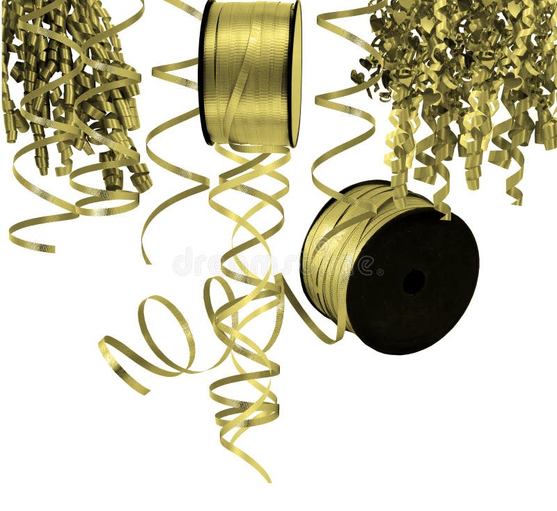 Gold Colored Ribbons and Streamers Stock Photo - Image of colored ...