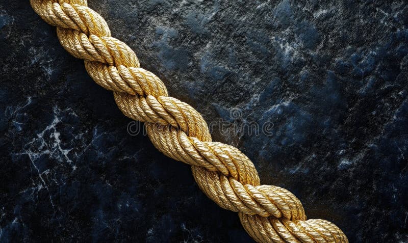 A Gold Colored Rope is Laying on a Black Surface Stock Photo - Image of ...