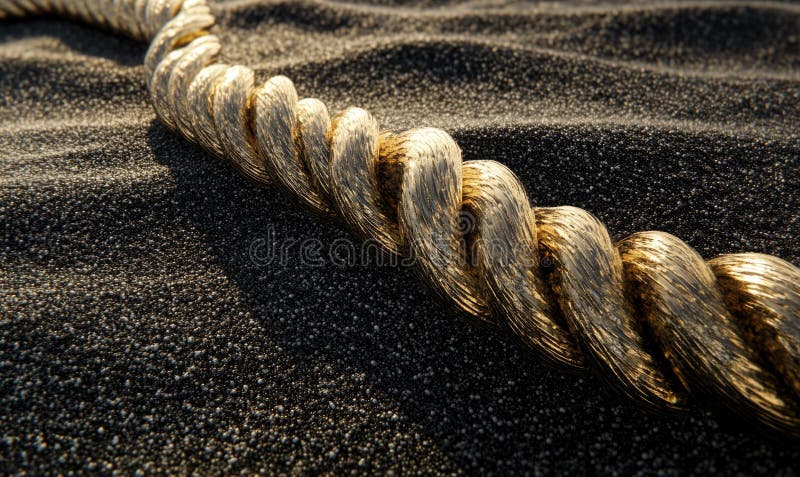 A Gold Colored Rope is Laying on the Sand Stock Photo - Image of strong ...