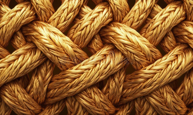 A Gold Colored Rope with a Pattern of Knots Stock Photo - Image of ...
