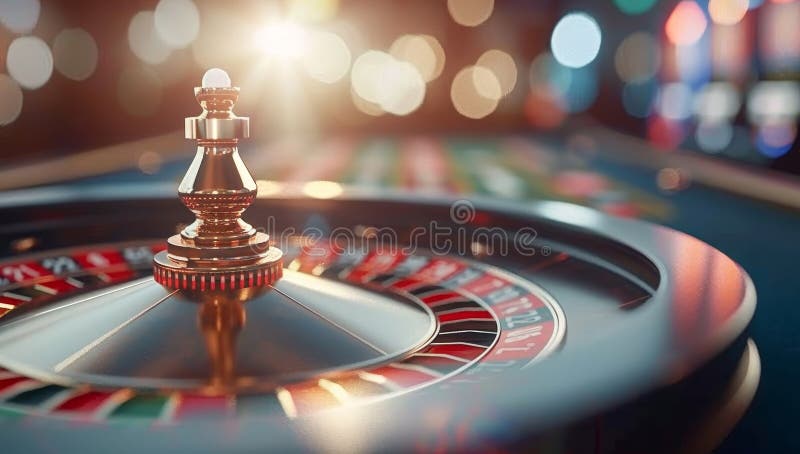 A Gold Colored Roulette Wheel with a Red and Green Ball on Top by AI ...