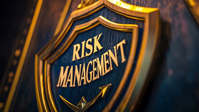 A Gold Colored Shield with the Word Risk Management Written on it Stock ...
