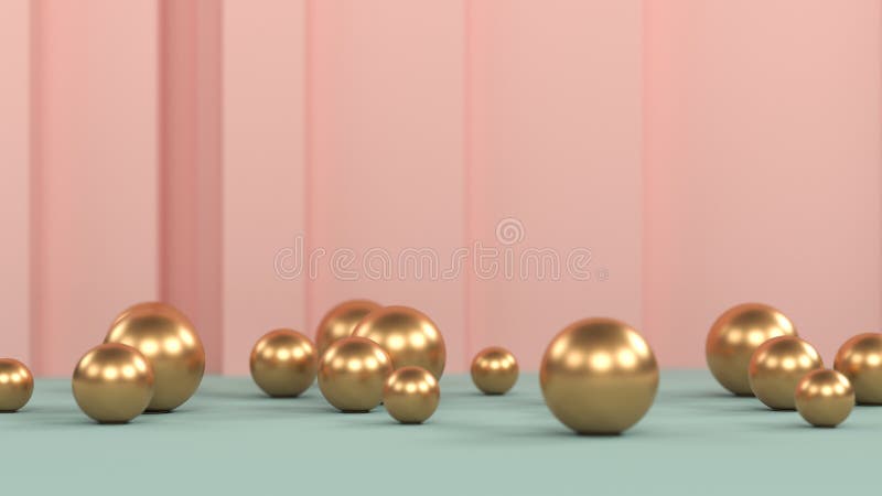 Gold Colored Spheres in Blue and Pink Horizontal Composition Stock ...