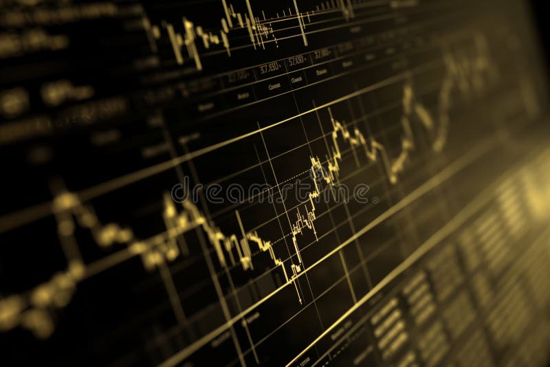 Gold Colored Stock Market Graph Stock Illustration - Illustration of ...