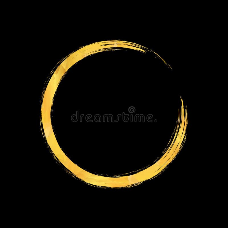 Gold Colored Vector Round Brush Painted Ink Stamp Banner Frame Stock ...