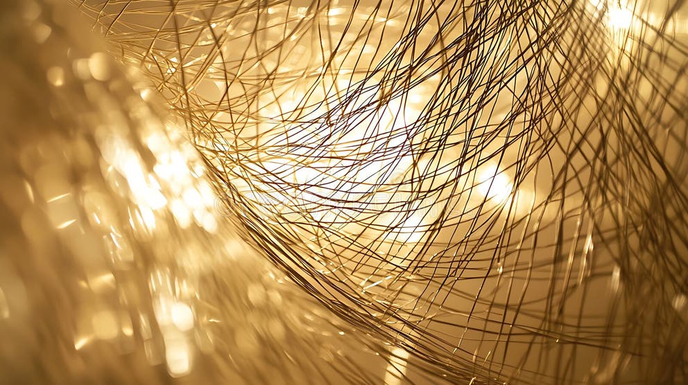 A Gold Colored Wire Mesh with a Lot of Strands Stock Image - Image of ...