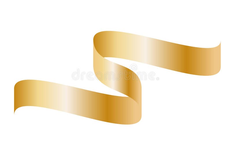 Gold Colorful Curved Ribbon on White Background. Vector Illustration ...