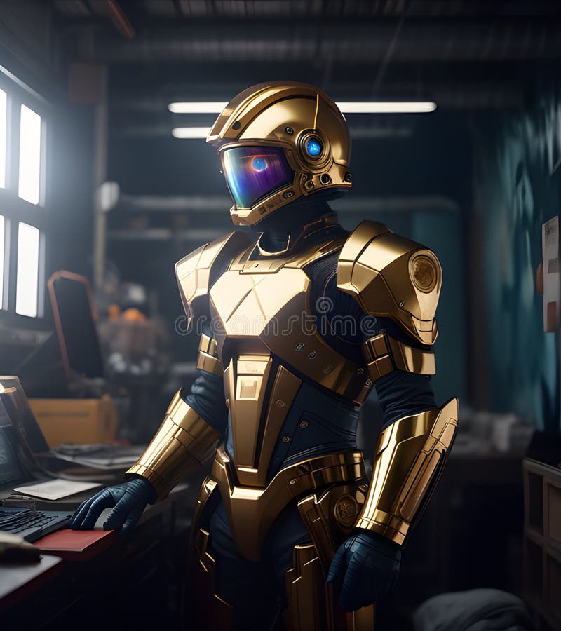 Gold Robot stock illustration. Illustration of machine - 293206958