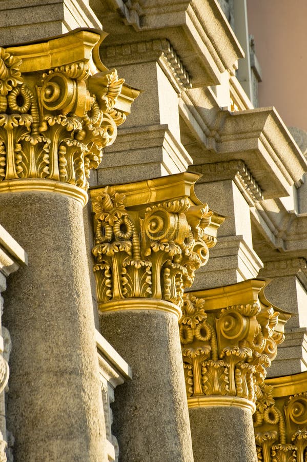 Gold columns stock photo. Image of structure, classic - 12839782