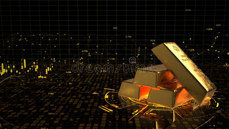 Gold Commodity Trading Stocks Candlestick Chart. 3D Illustration Stock ...