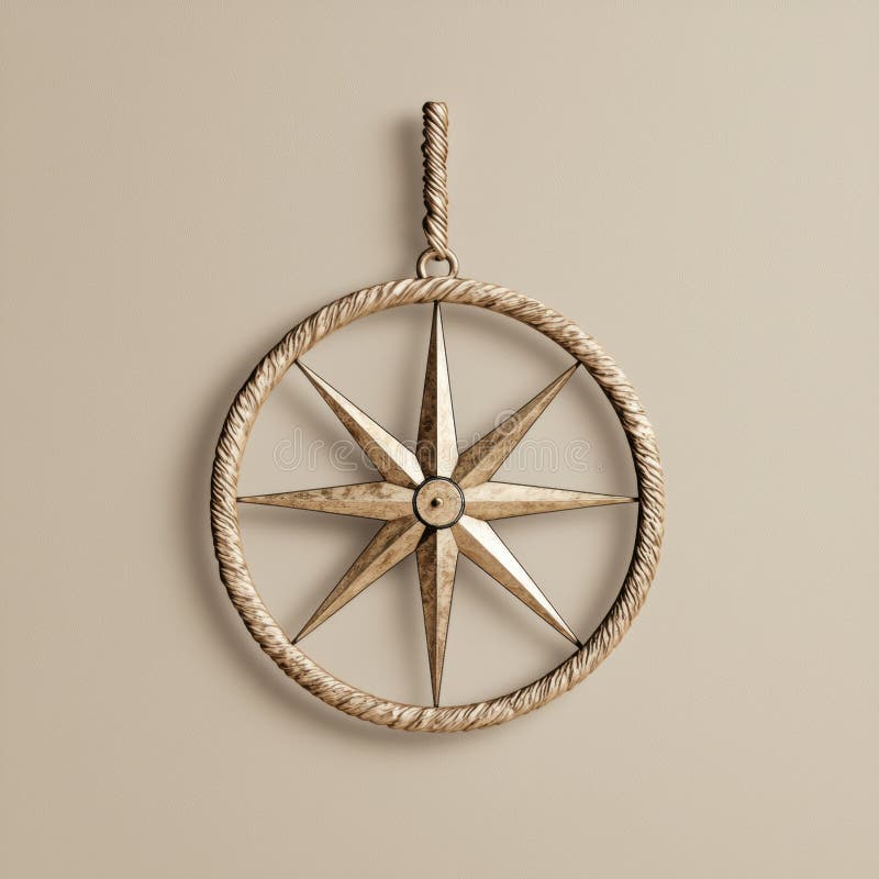 Gold Compass Rose Wall Hanging Decor Stock Illustration - Illustration ...