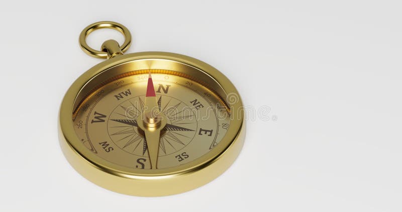 Gold Compass on White Backgroun.3D Illustration Stock Illustration ...