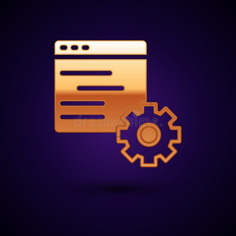 Gold Computer Api Interface Icon Isolated On Black Background Application Programming Interface