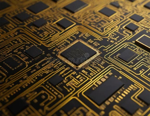 Gold Computer CIrcuit Board Pathway Communications Stock Illustration ...